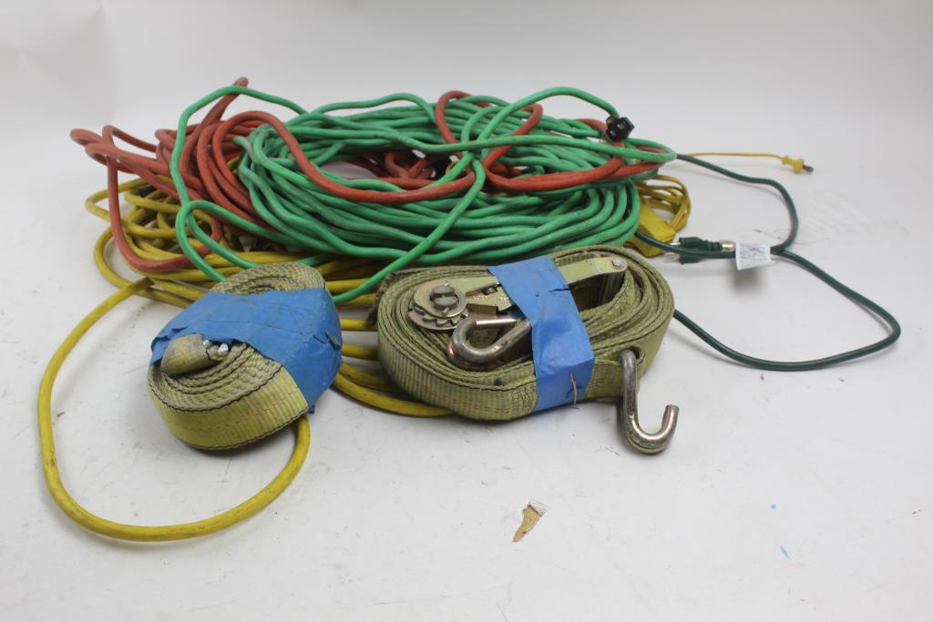 Ratchet Ties & Assorted Power Cords/extension Cords; 5+ Pieces ...