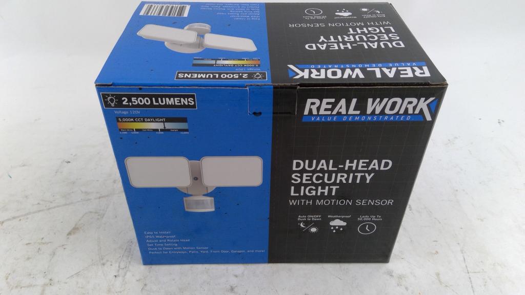 Real Work Dual-Head Security Light With Motion Sensor | Property Room