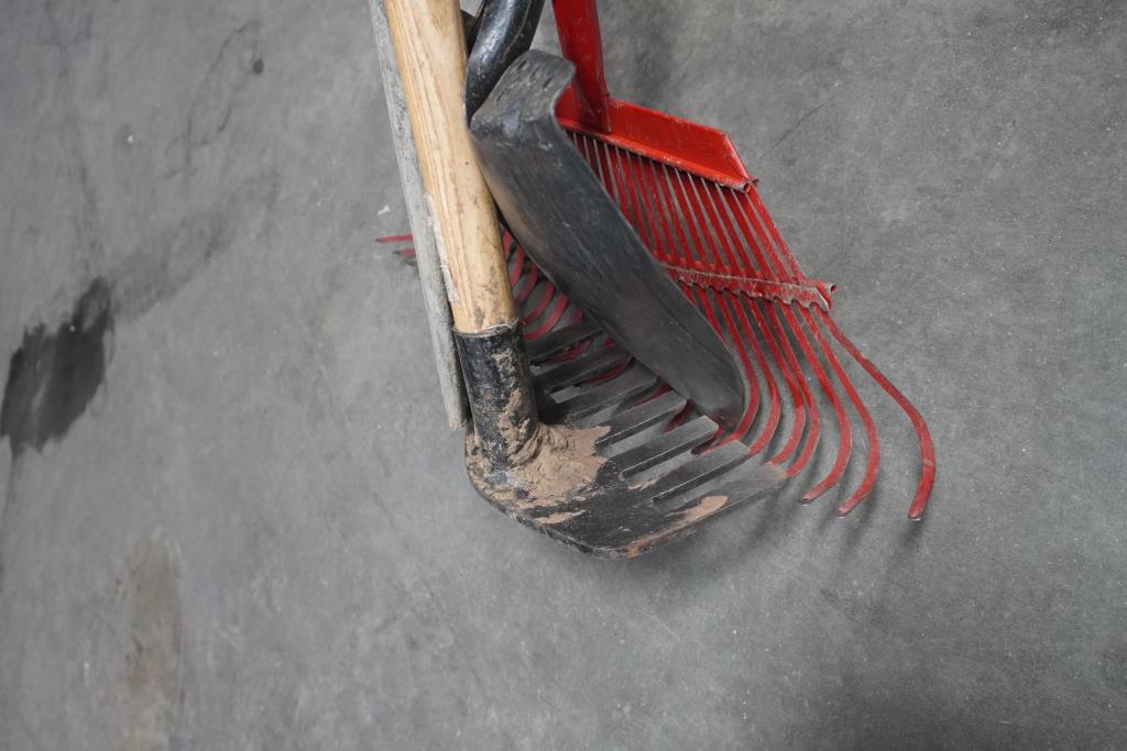 Red Leaf Rake, Shovel, And More, 3 Pieces | Property Room
