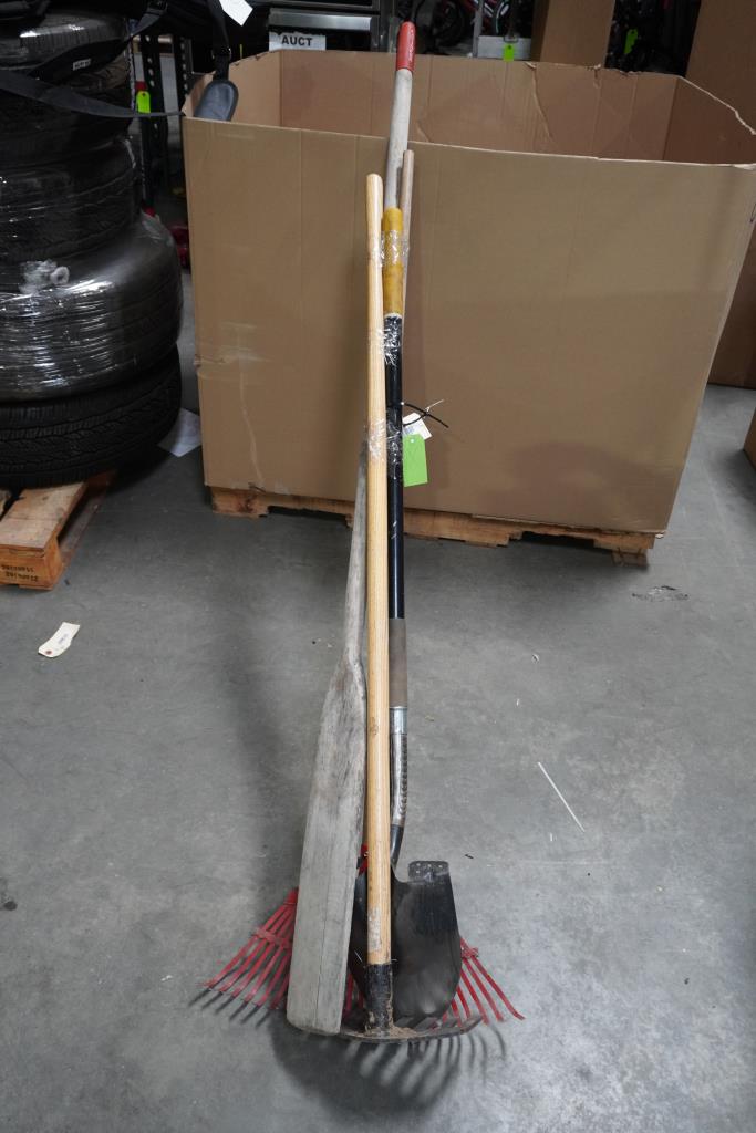 Red Leaf Rake, Shovel, And More, 3 Pieces | Property Room
