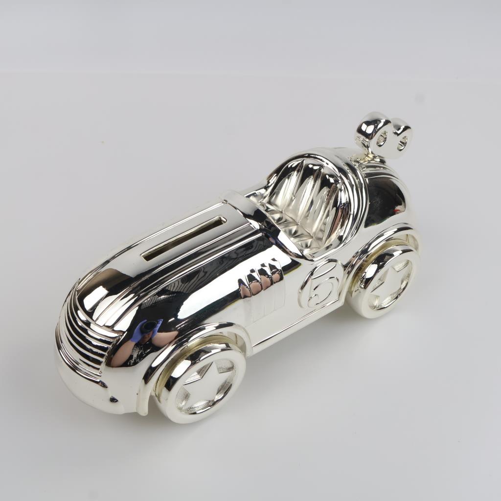 Reed & Barton Silver-plated Race Car Coin Bank | Property Room