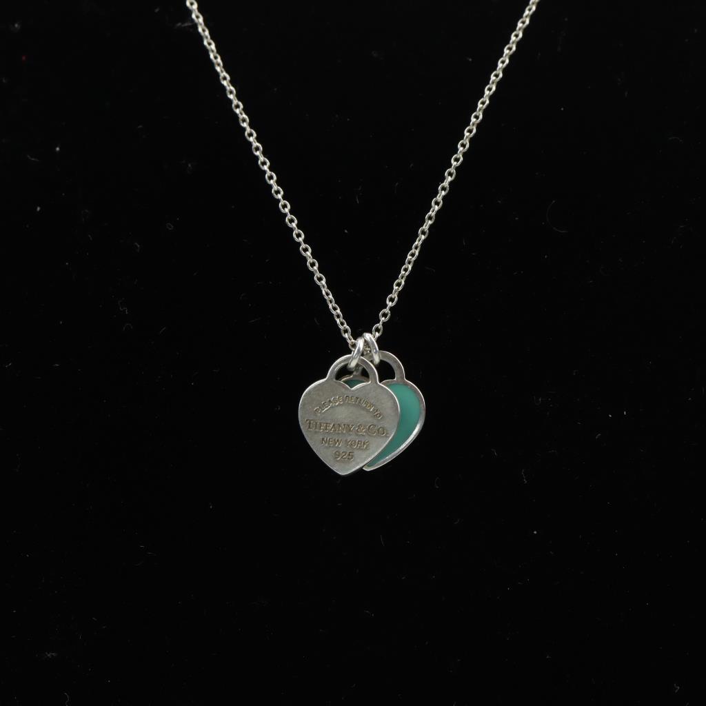 Return To Tiffany & Co Blue Double Heart Tag Pendant | Property Room