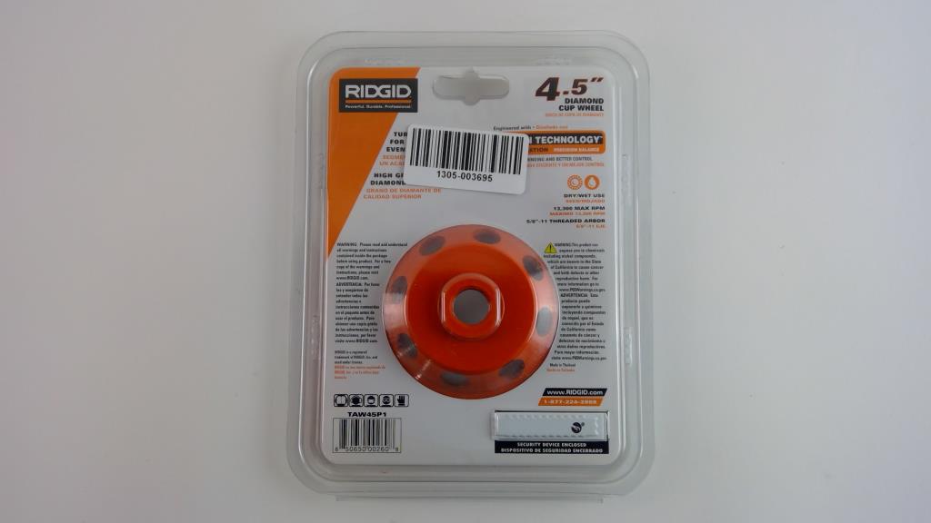 Ridgid 4.5" Diamond Cup Wheel | Property Room