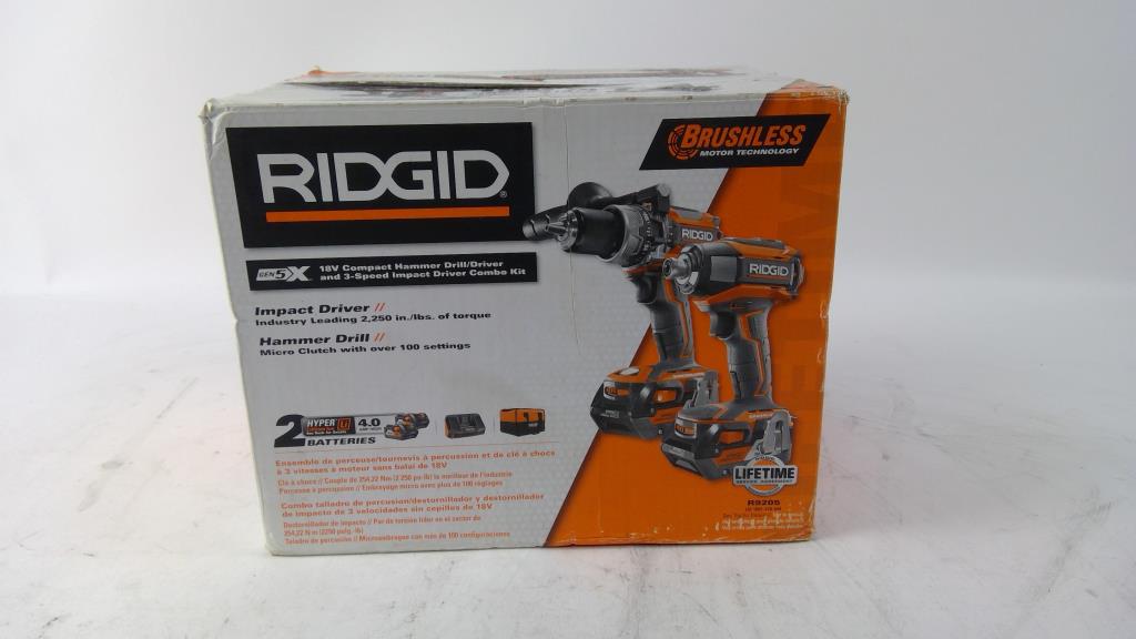 Ridgid Brushless18v Compact Hammer Drill/driver And 3-speed Impact ...