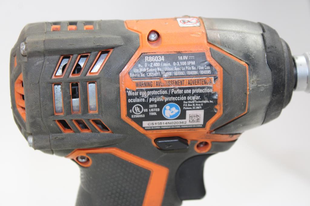 Ridgid Cordless Power Drill R86034 With Battery | Property Room