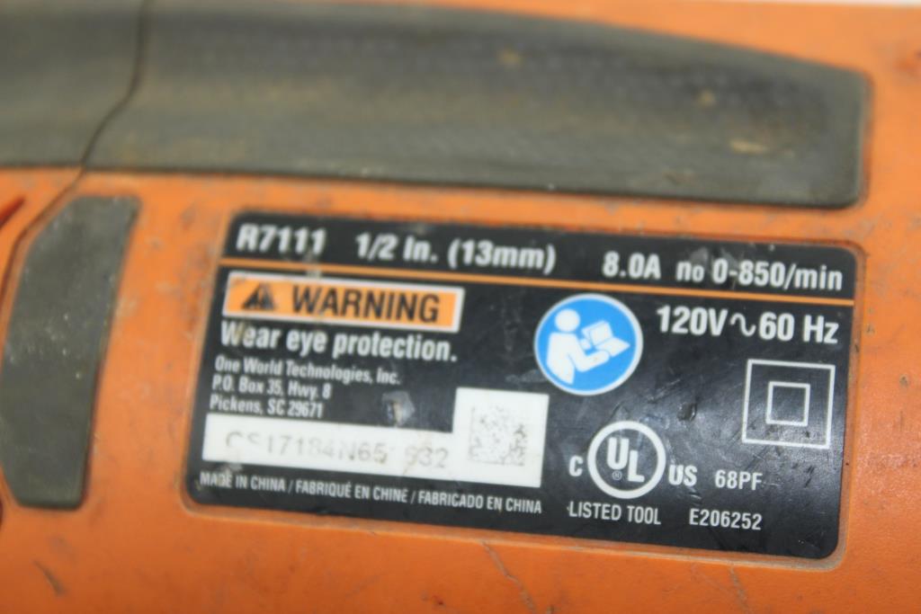 Ridgid R7111 Corded 1/2" Heavy Duty Speed Reversible Drill | Property Room