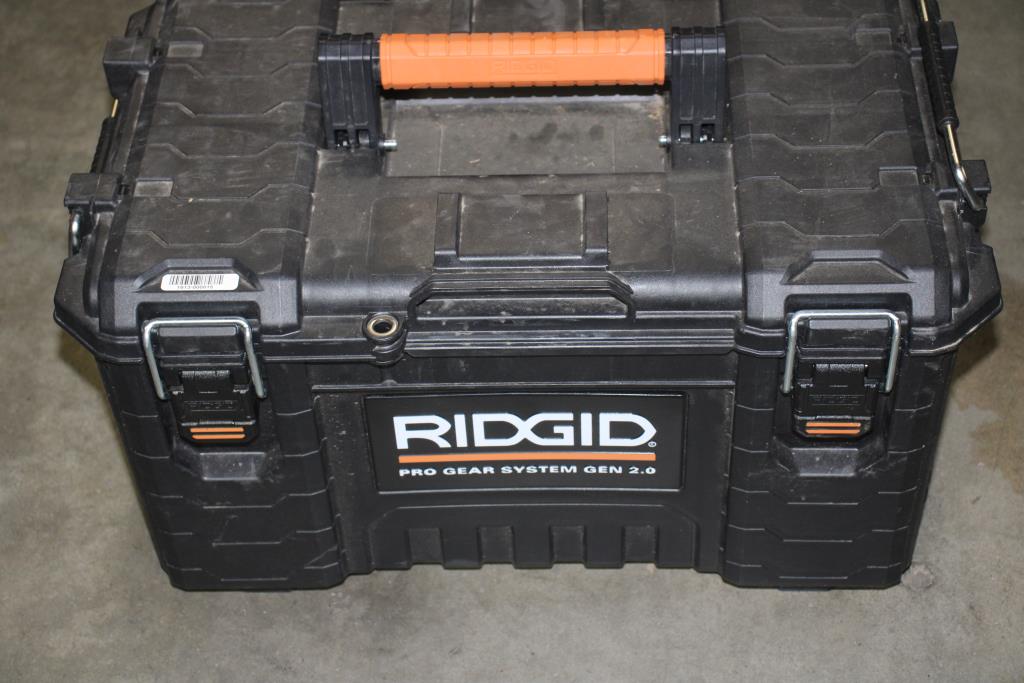 Ridgid Tool Box With Hart Drill, Yellow Straps, Drill Bits, And More ...