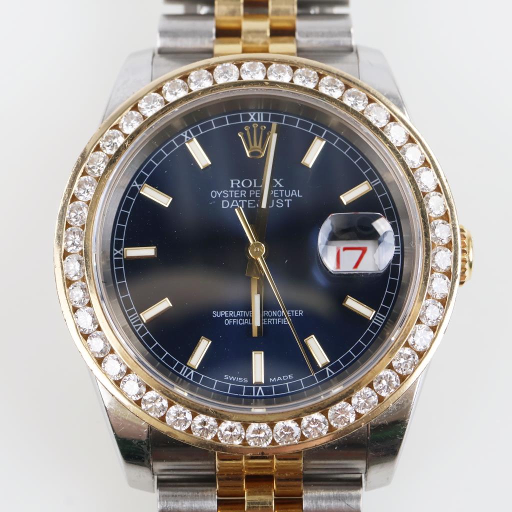 Rolex DateJust 2.52cts TW Diamond Watch-Evaluated By Our Certified ...