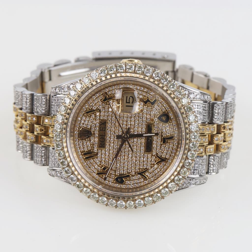 Rolex DateJust 6.23ctTW Diamond 18kt Gold Watch - Evaluated By Our ...