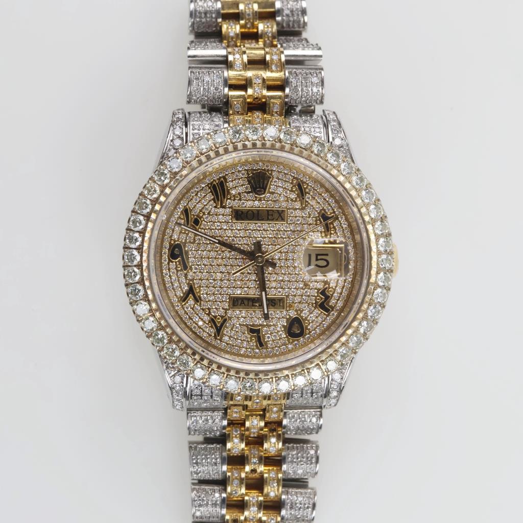 Rolex DateJust 6.23ctTW Diamond 18kt Gold Watch - Evaluated By Our ...