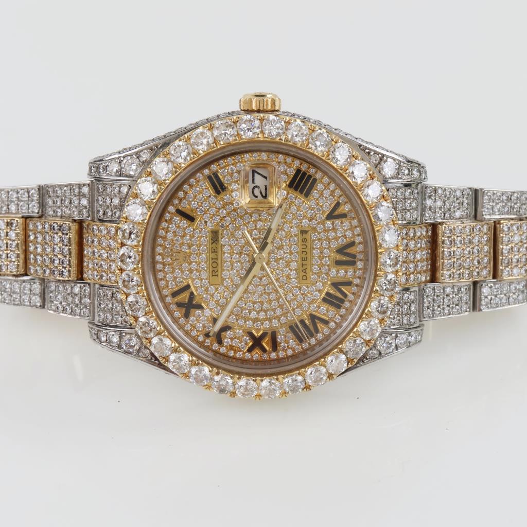 Rolex DateJust II 11.54ctTW Diamond 18kt Gold Watch - Evaluated By Our ...