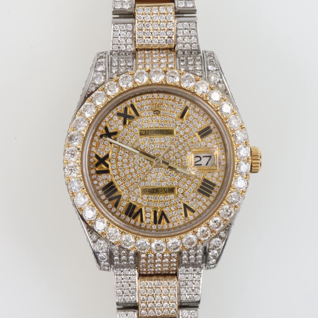 Rolex DateJust II 11.54ctTW Diamond 18kt Gold Watch - Evaluated By Our ...