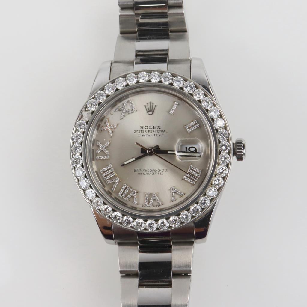 Rolex DateJust II 4.68cts TW Diamond Watch-Evaluated By Our Certified ...
