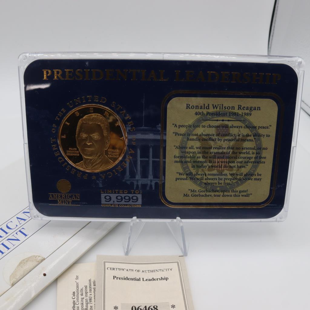 Ronald Reagan Presidential Leadership Tribute Proof Medal American Mint ...