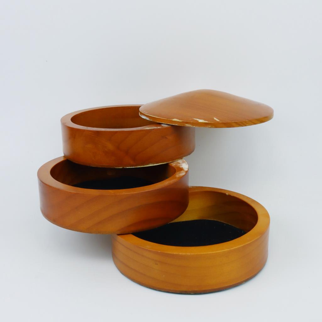 Round Wooden Rotating Jewelry Box | Property Room