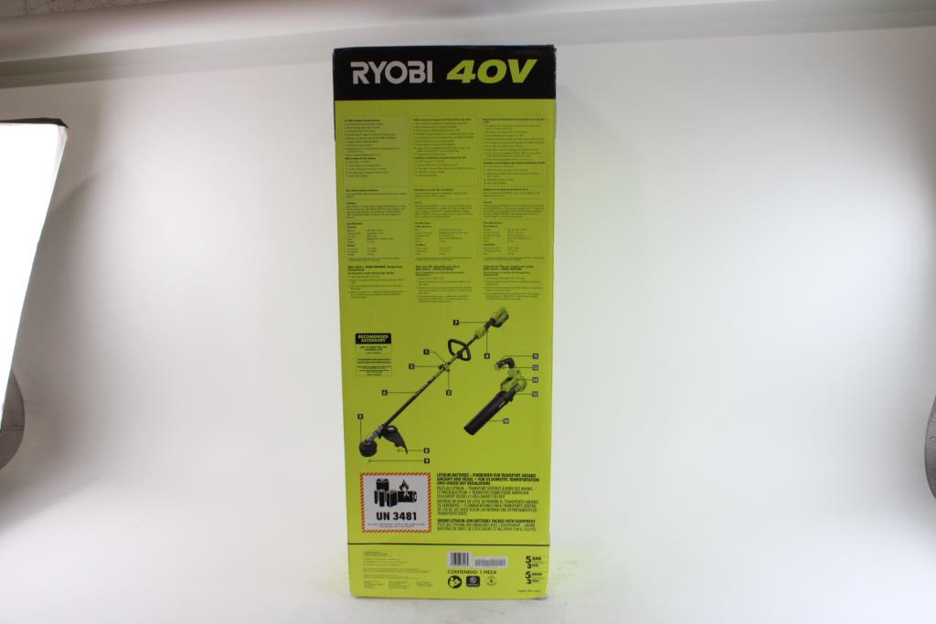 Ryobi 40V Cordless String Trimmer & Jet Fan Blower Combo Kit | Property ...