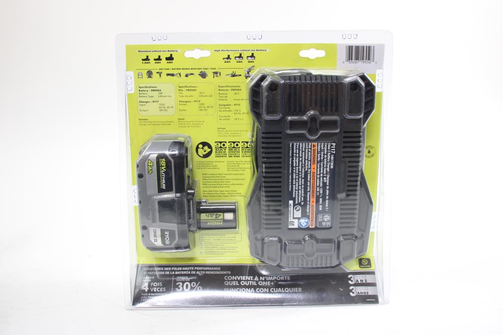 Ryobi 4Ah 18v Lithium Ion High Preformance Starter Kit | Property Room