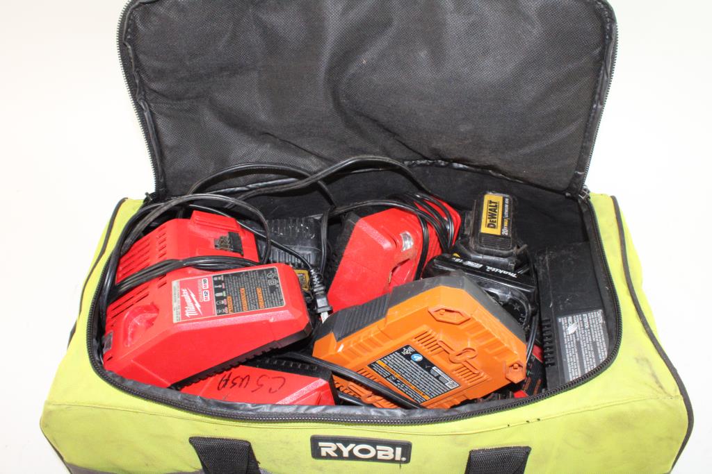 Ryobi Bag With Batteries & Chargers, 6+ Pieces | Property Room