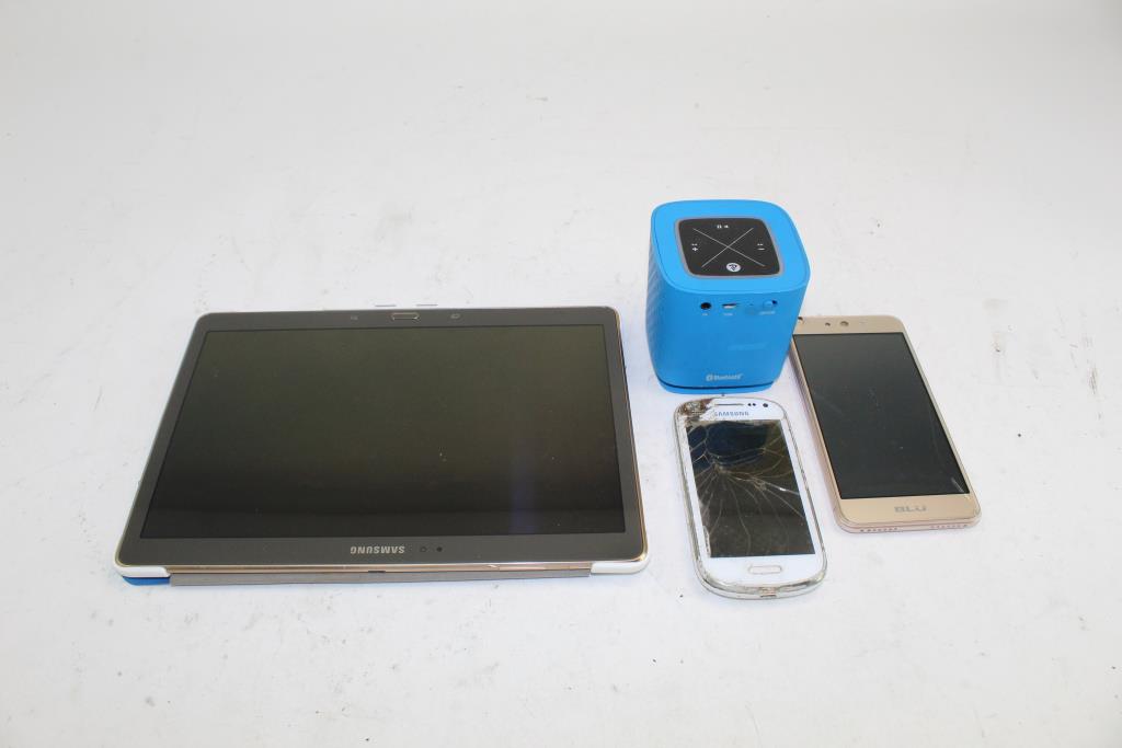 Samsung Tablet, Phones, & Beacon Speaker; 4 Pieces | Property Room