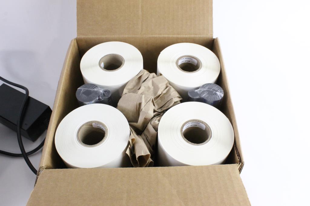 Sato Barcode Printer With 10 Boxes Of Paper Rolls | Property Room