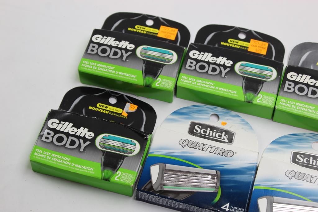 Schick Quantro And Gillette Body Razor Cartridges 8 Pieces | Property Room