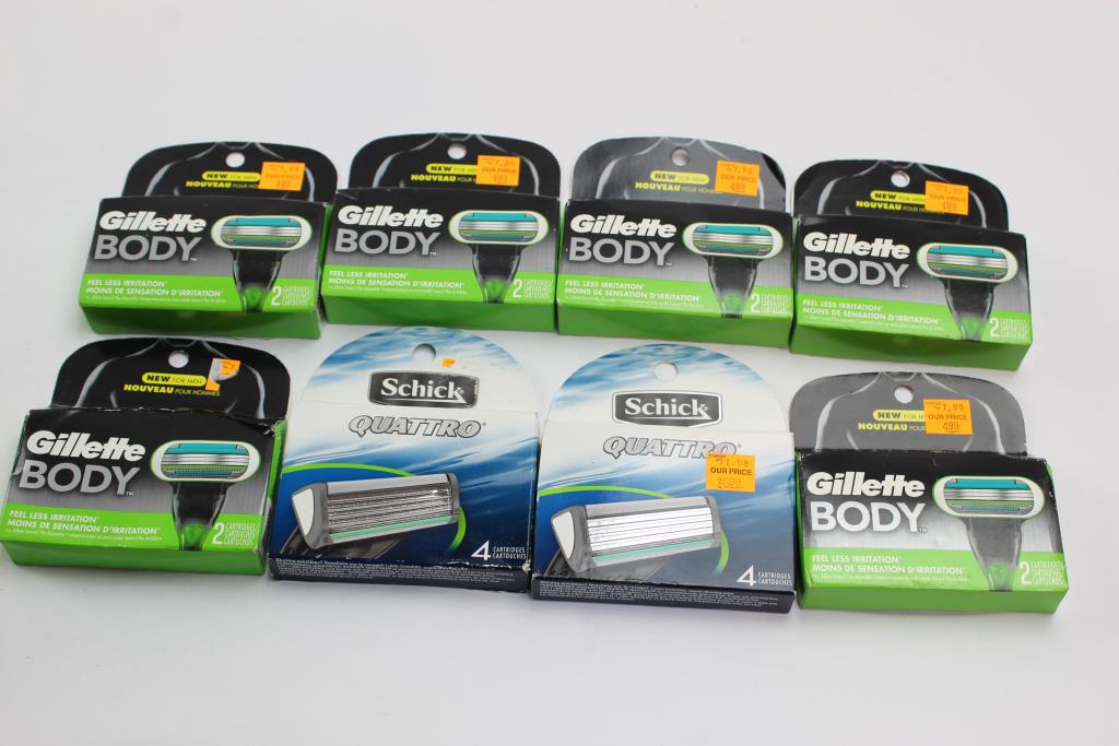 Schick Quantro And Gillette Body Razor Cartridges 8 Pieces | Property Room