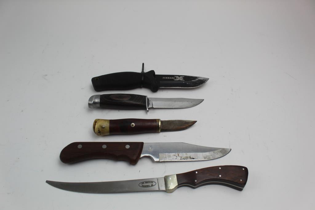 Schrade, Joe Wheeler, & More Assorted Knives; 5 Pieces | Property Room