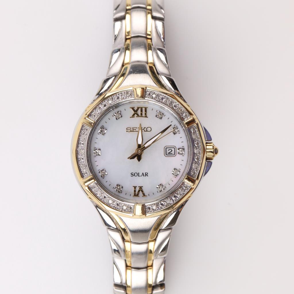 Seiko Solar Watch With Mother Of Pearl Dial | Property Room