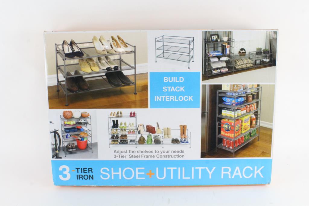 Seville Classics 3-Tier Iron Shoe + Utility Rack | Property Room
