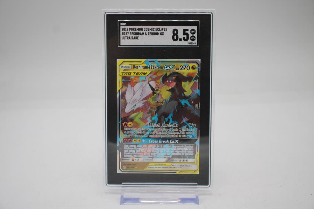 SGC Graded 8.5 2019 Pokemon Cosmic Eclipse #157 Reshiram And Zekrom GX ...