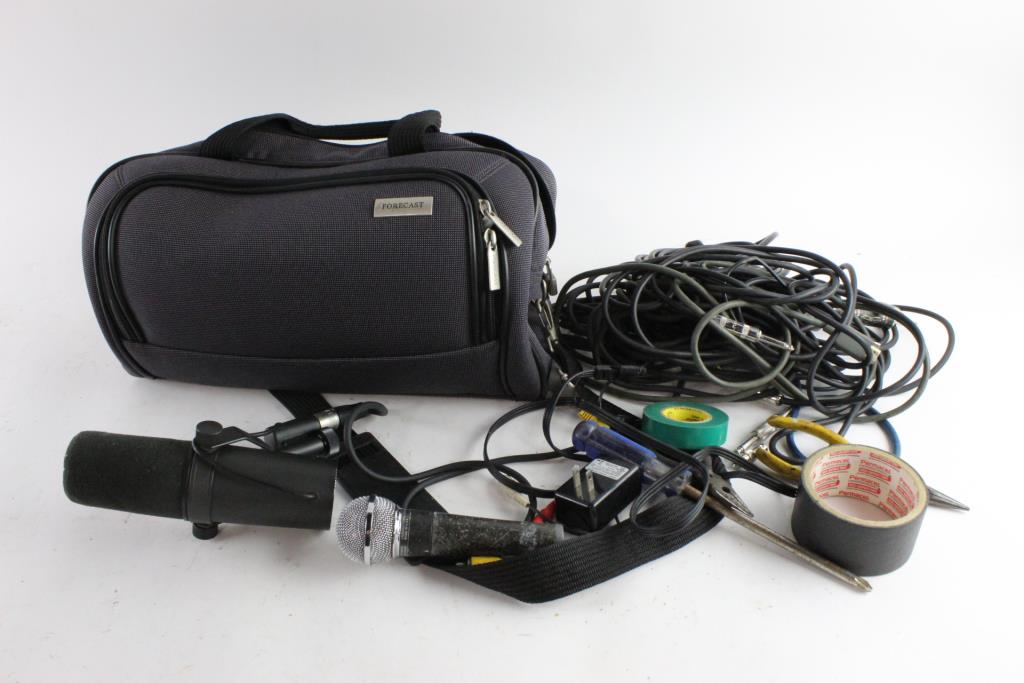 Shure Microphone And More, In Blue Bag, 5+ Pieces | Property Room
