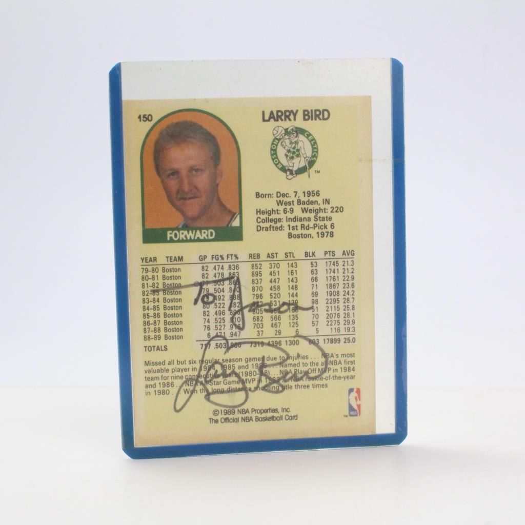 Signed Larry Bird 1989 NBA Hoops Boston Celtics Card | Property Room