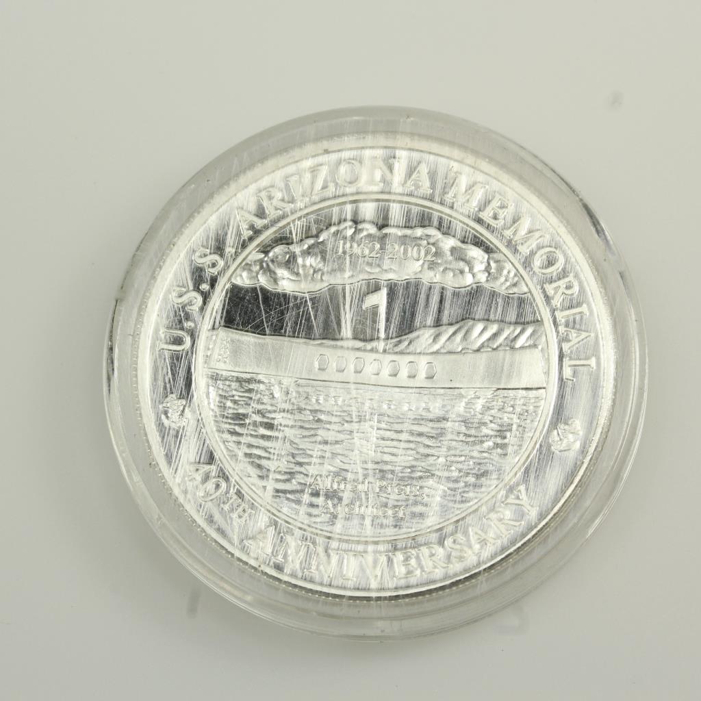 Silver 40th Anniversay U.S.S Arizona Memorial Commemorative Coin ...