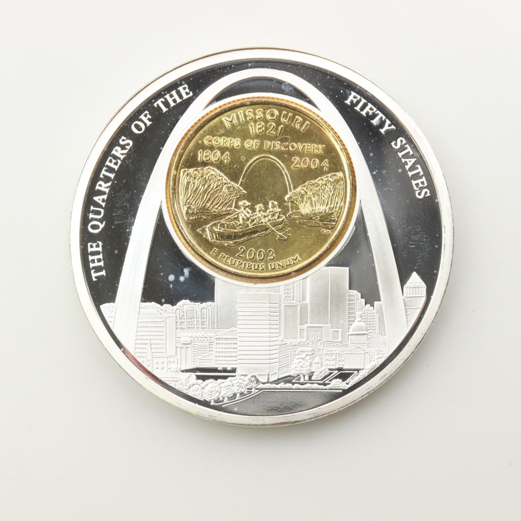 Silver 50 States Token With Missouri State Quarter Encased Inside ...