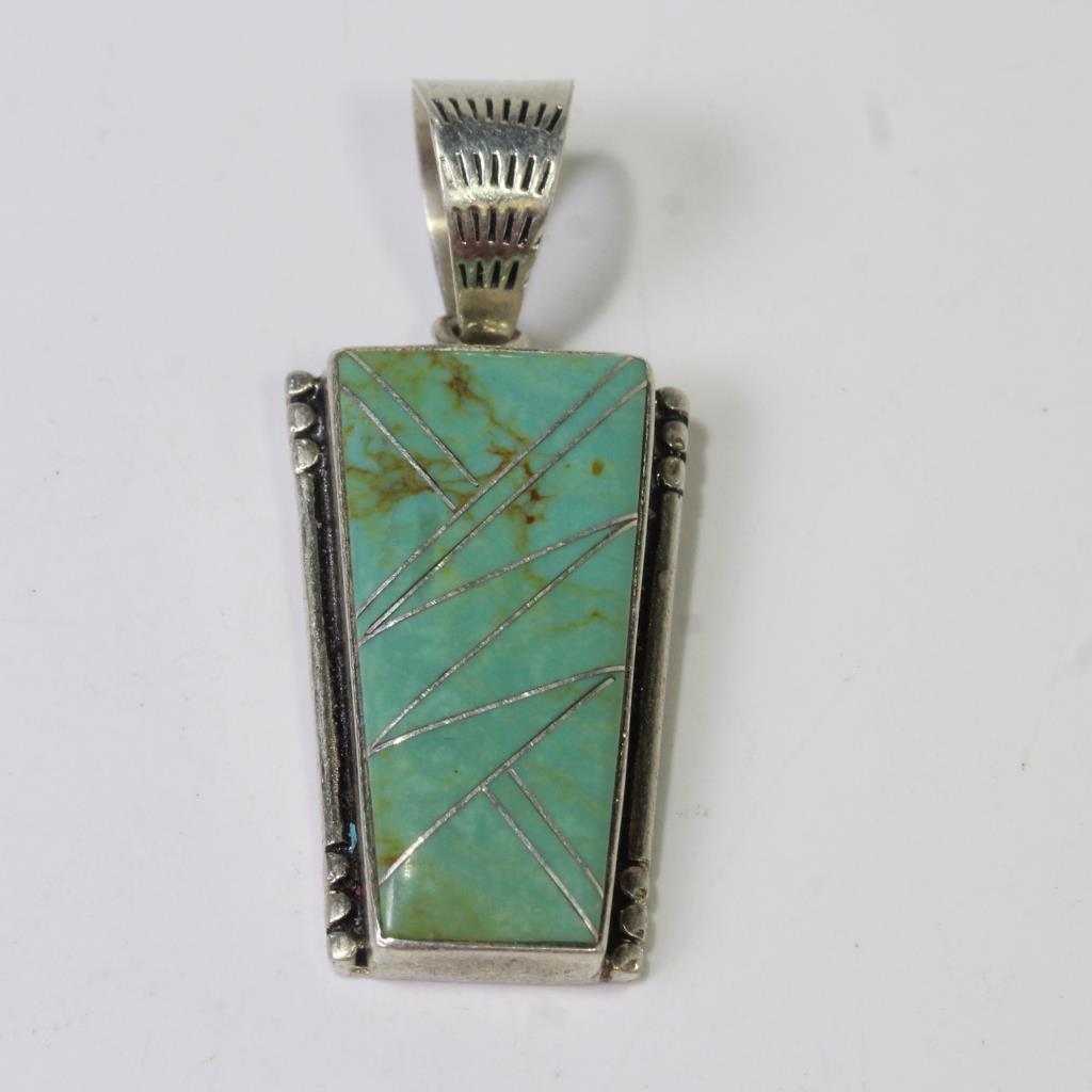 Silver 9g Green Stone Native American Pendant | Property Room