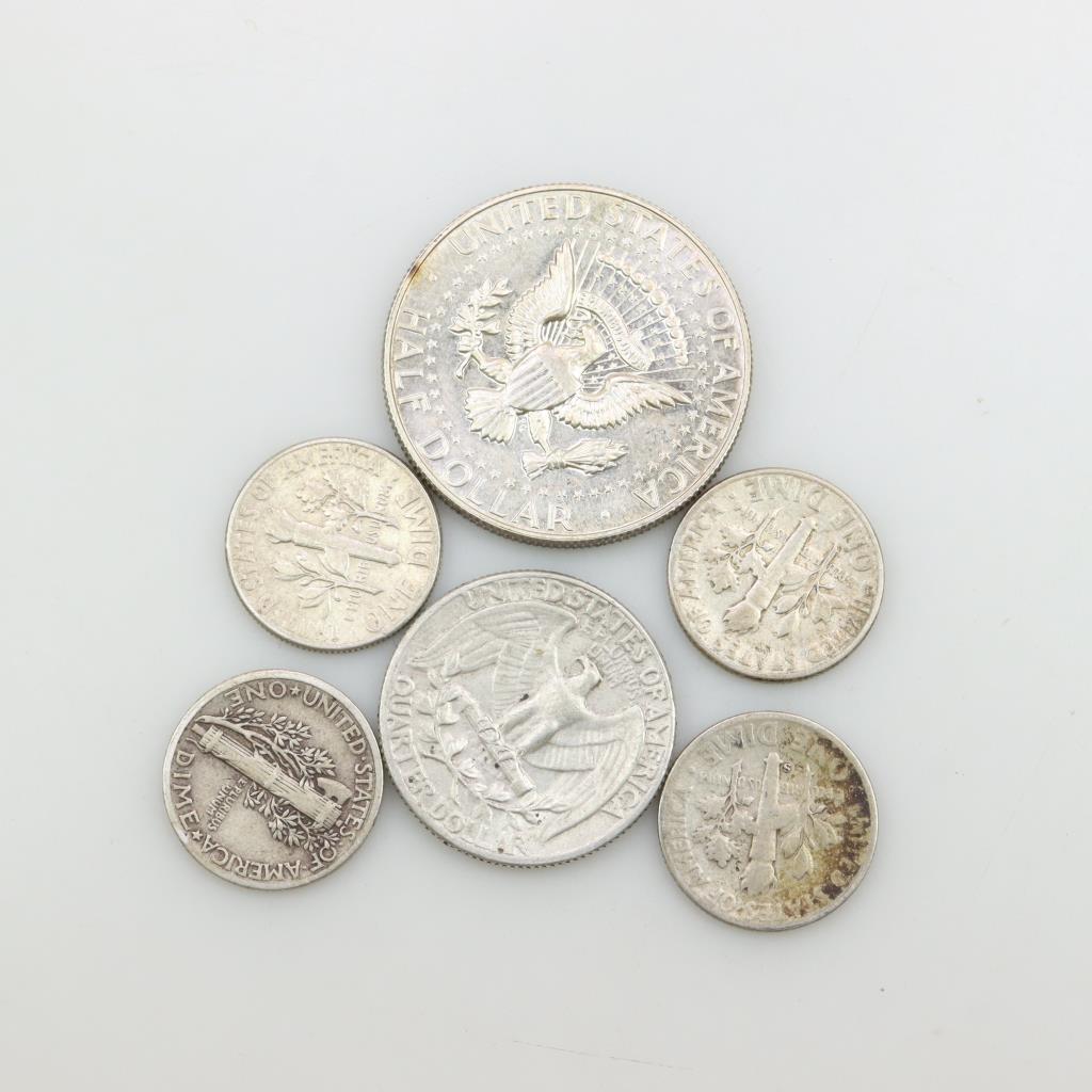 Silver And Silver Clad US Coins, 6 Pieces | Property Room