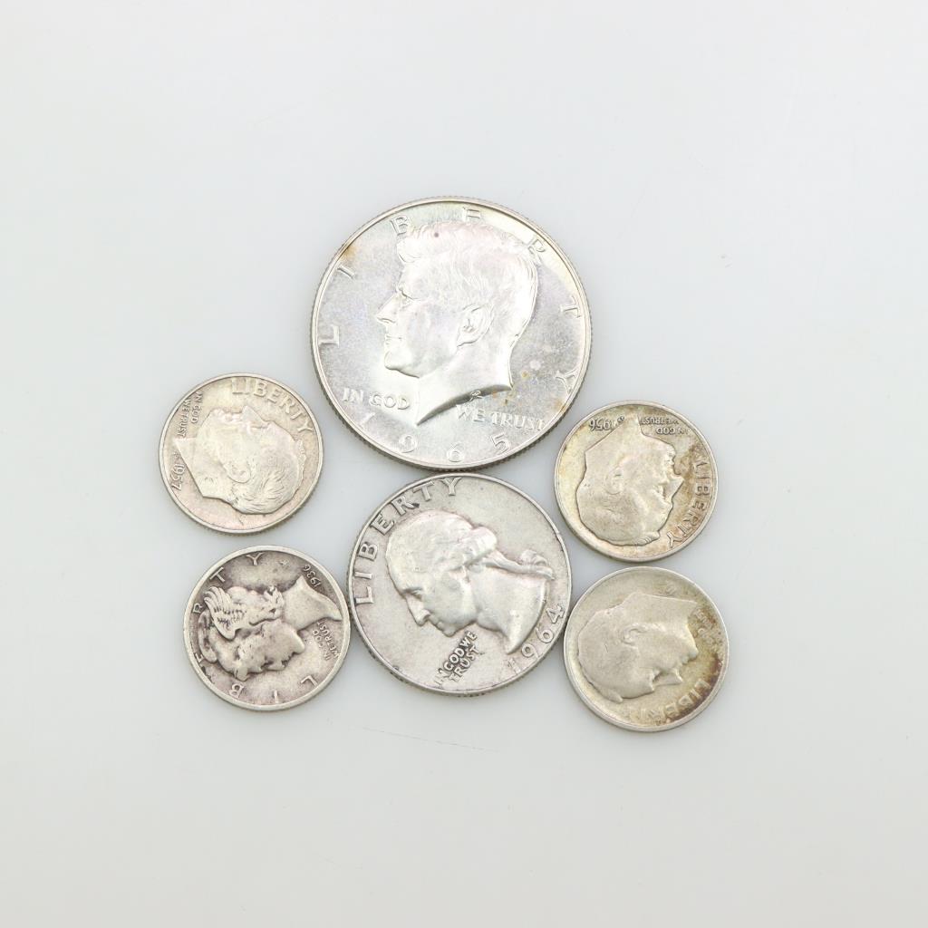 Silver And Silver Clad US Coins, 6 Pieces | Property Room