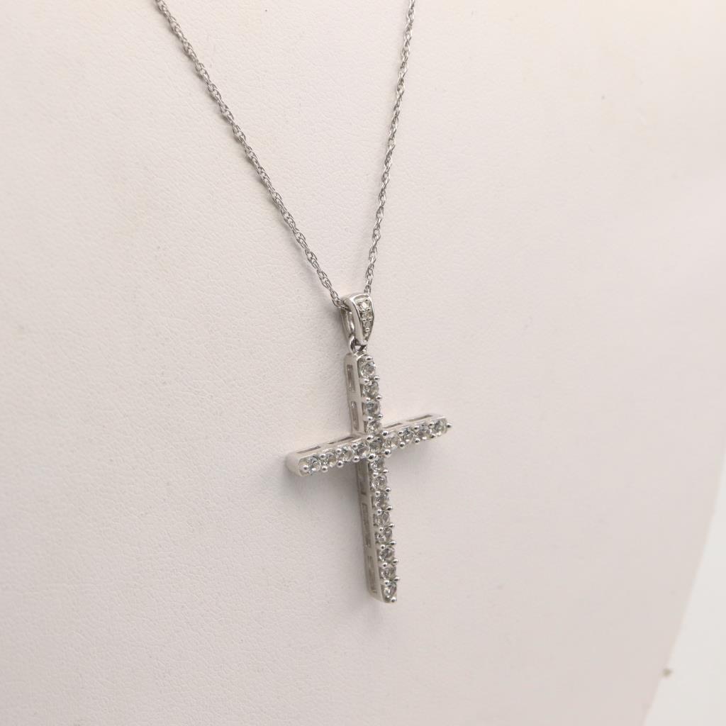 Silver Diamond Cross Necklace | Property Room