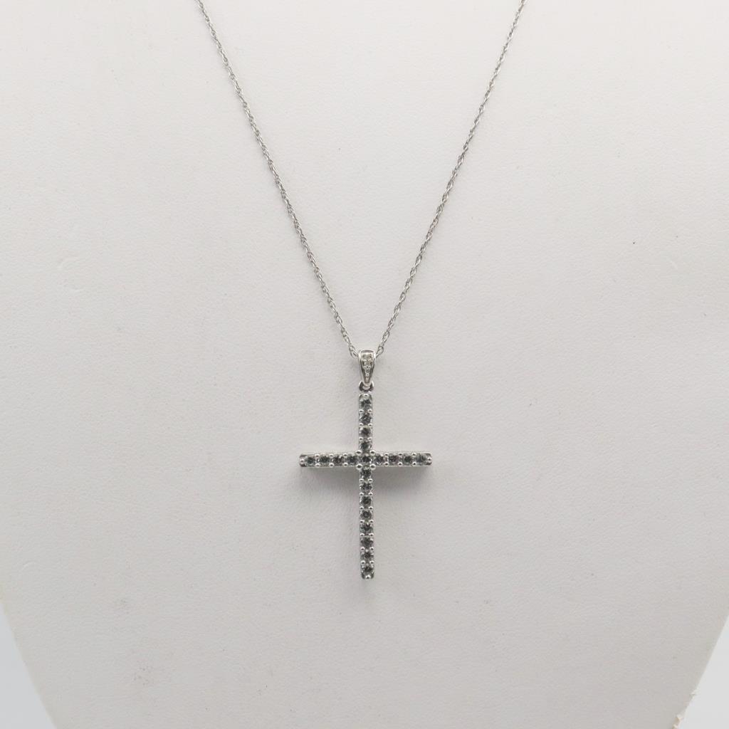Silver Diamond Cross Necklace | Property Room