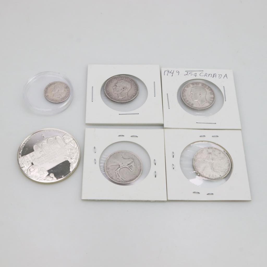 Silver Foreign Currency And Token, 6 Pieces | Property Room