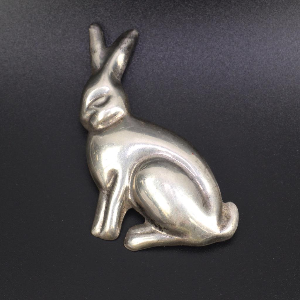 Silver Puffy Rabbit Brooch | Property Room