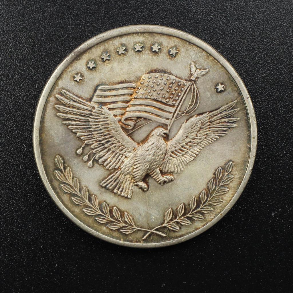 Silver Trade Unit American Eagle Flag Fine Silver 1 Troy Oz Round ...