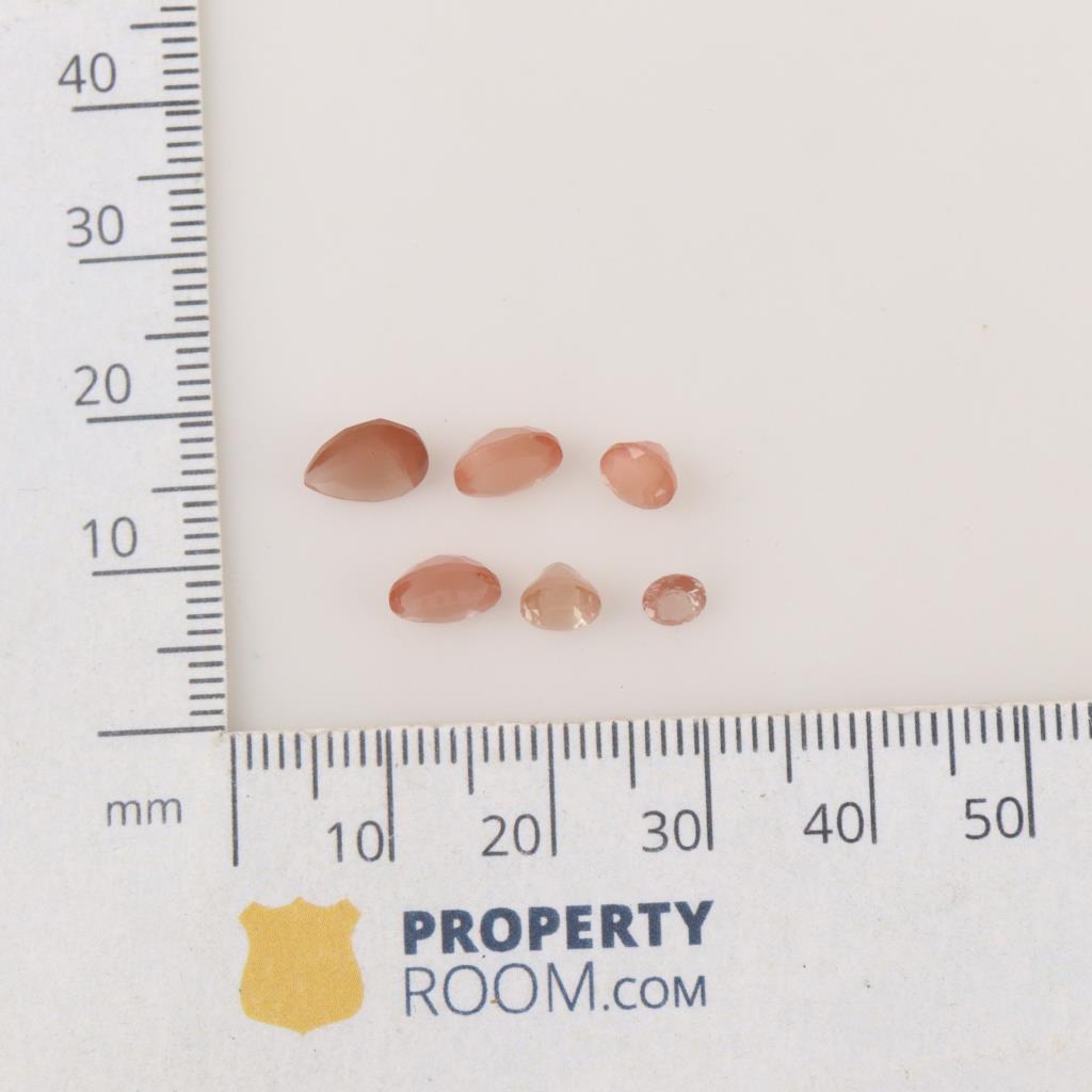 Six Peach Faceted Loose Jewelry Craft Stones | Property Room