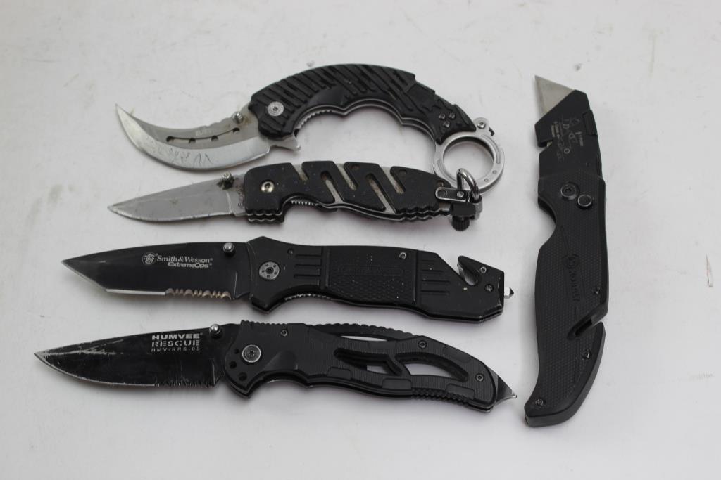 Smith & Wesson, Humvee, Fury+ More Folding Blade Knives 5 Pieces ...