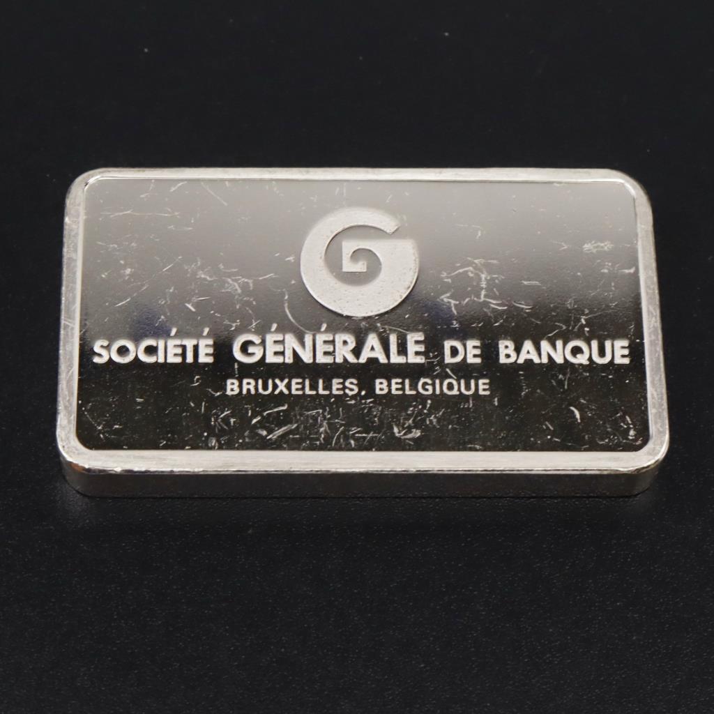 Societe Generale De Banque Belgium Silver Proof 1000 Grain Bar ...