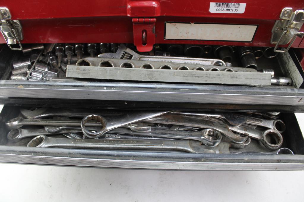 Sockets, Wrenches, & More Assorted Tools In Craftsman Toolbox; 10+ Pieces | Property Room