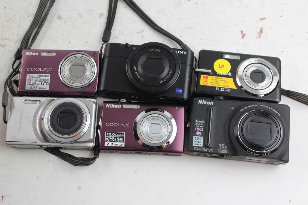 Sony, Nikon, & More Assorted Digital Cameras; 6 Pieces | Property Room