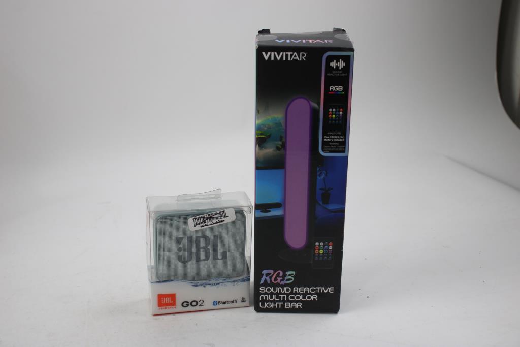 Sound Reactive MultiColor Light Bar, JBL Go2 Bluetooth Speaker, And ...