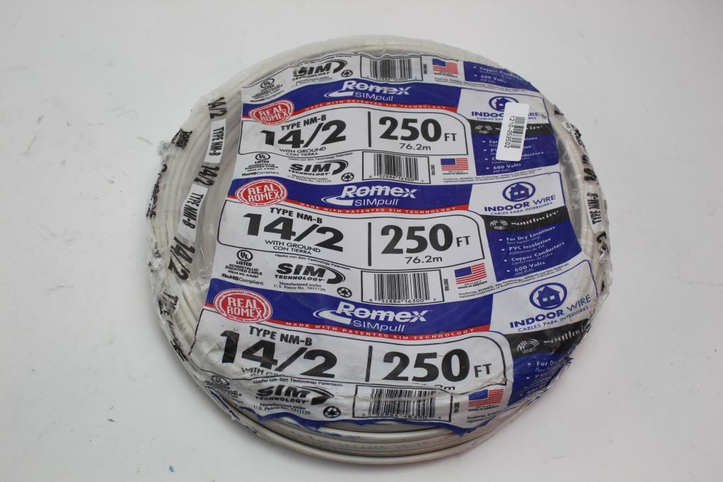 Southwire 250 Ft. 14/2 Solid Romex SIMpull CU NM-B W/G Wire | Property Room