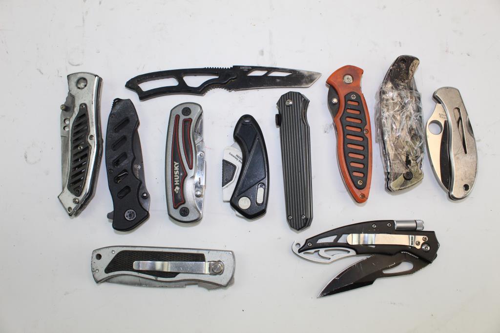 Spyderco, Husky, Usmc, & More Assorted Knives; 5+ Pieces | Property Room